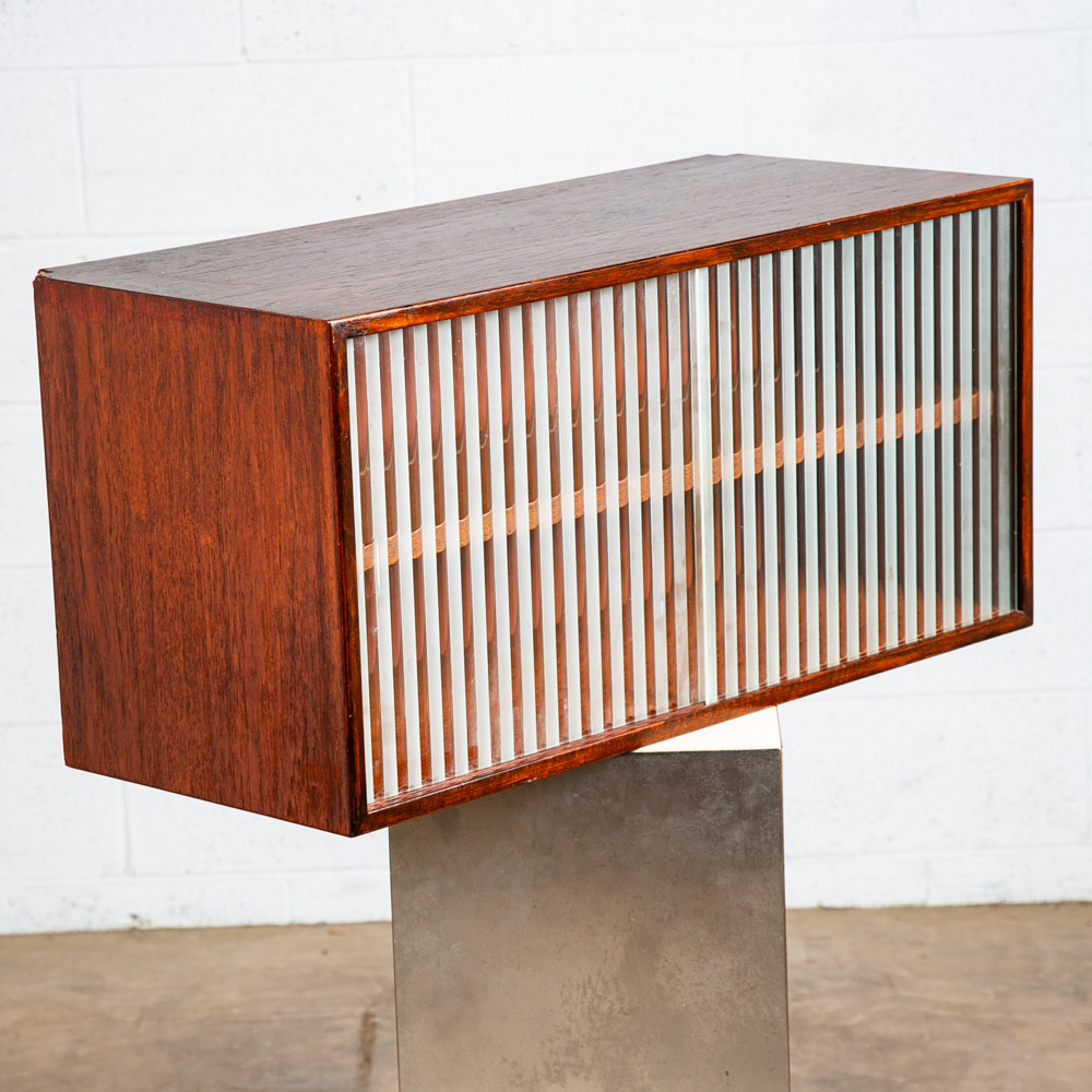 Mid Century Danish Modern Wall Unit Cabinet Glass Doors Teak Mcm Cado ...