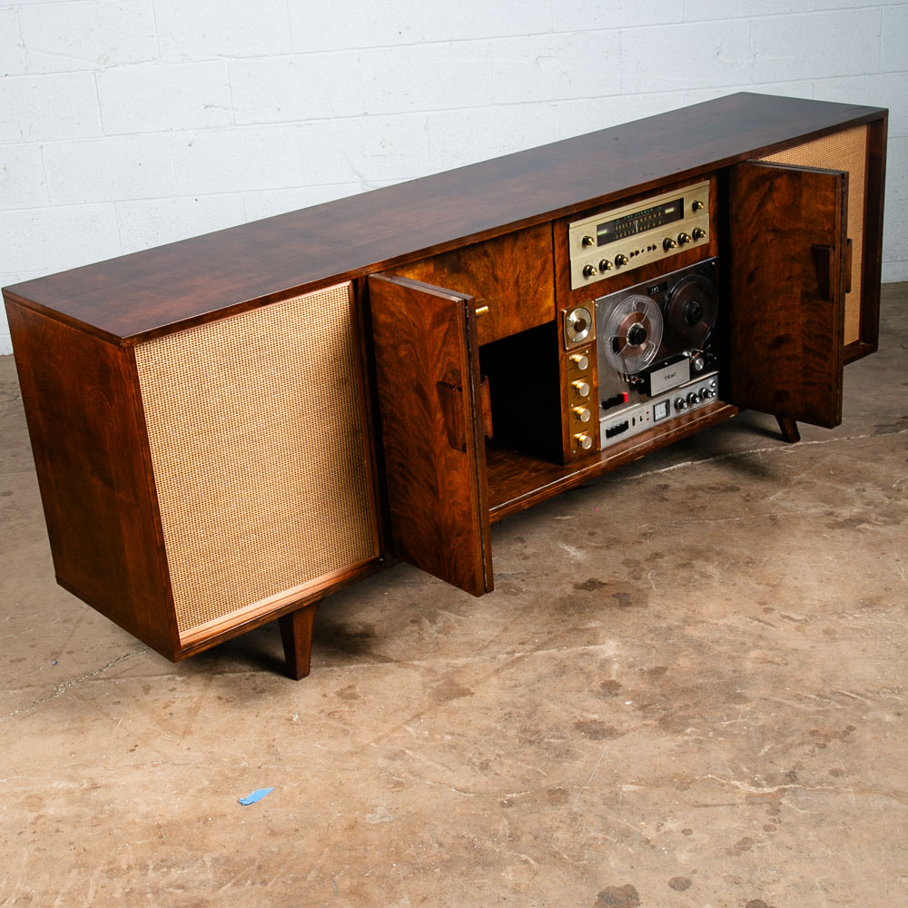 Mid Century Modern Credenza Stereo Console Hifi Record Player Fisher ...