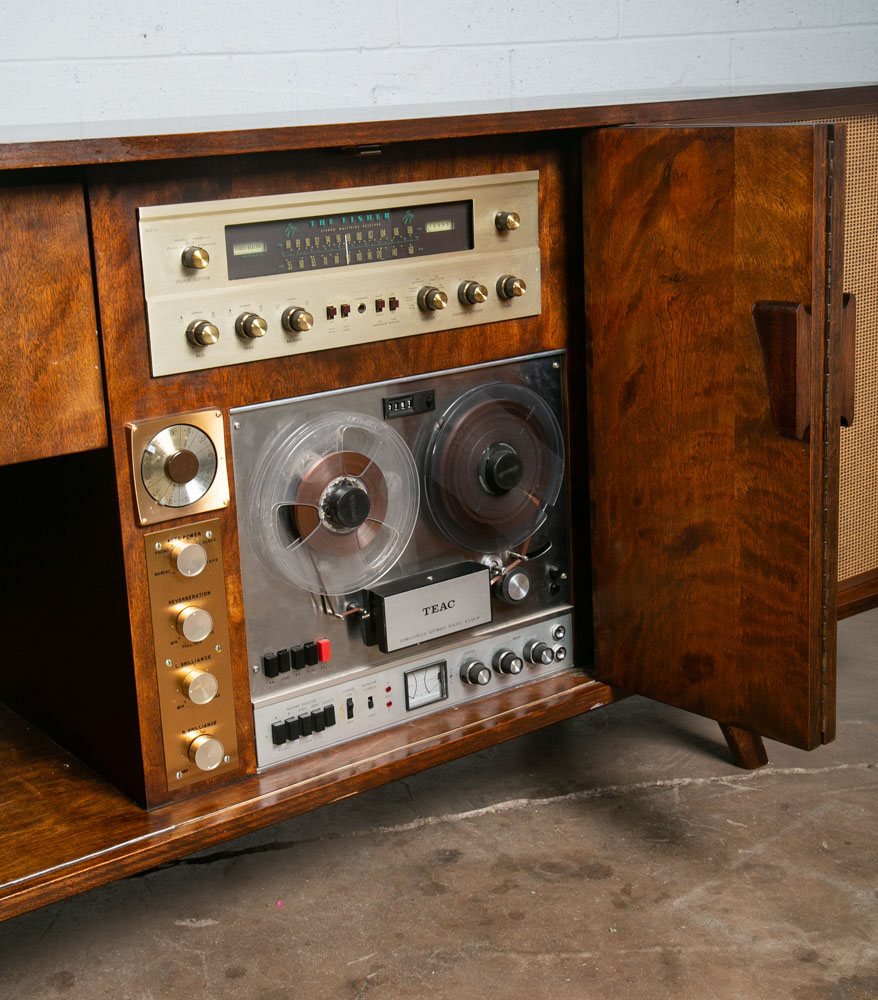 Mid Century Modern Credenza Stereo Console Hifi Record Player Fisher ...