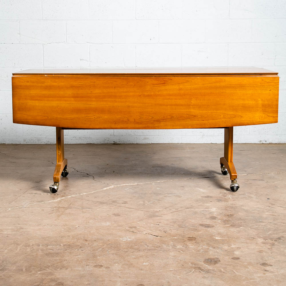 Mid Century Modern Dining Table Drop Leaf Trundle Rolling Drexel ...