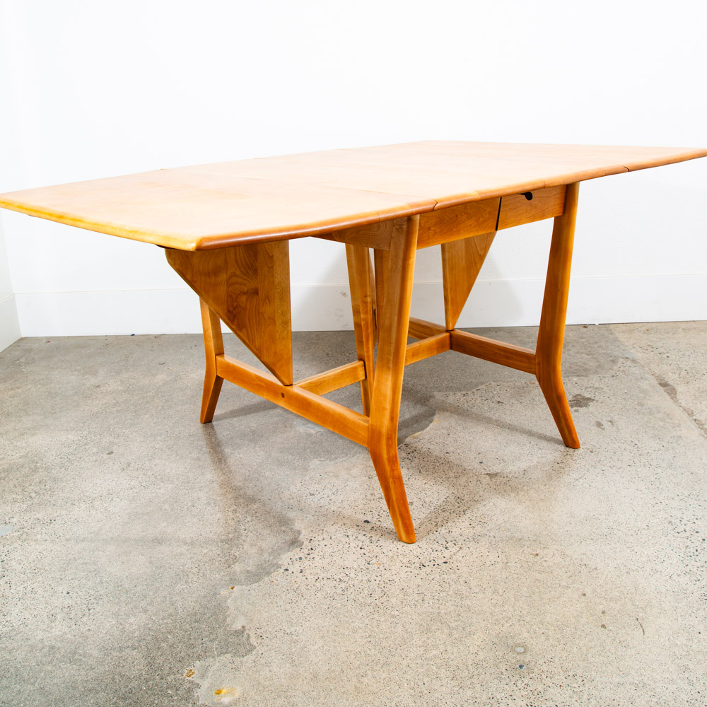 Mid Century Modern Dining Table Solid Maple Gate Leg Drop Heywood ...