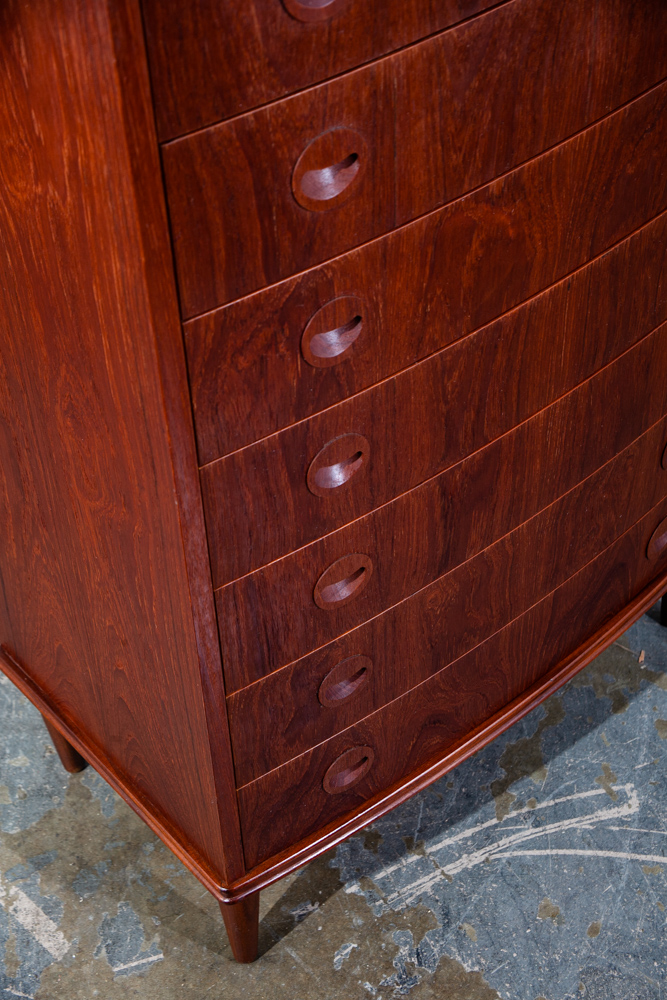 Mid Century Danish Modern Highboy Dresser Round Front Solid Teak 7 ...