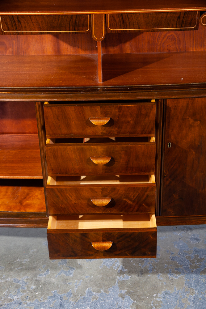 Mid Century Danish Modern Credenza Highboard Server Hutch Teak Wood ...