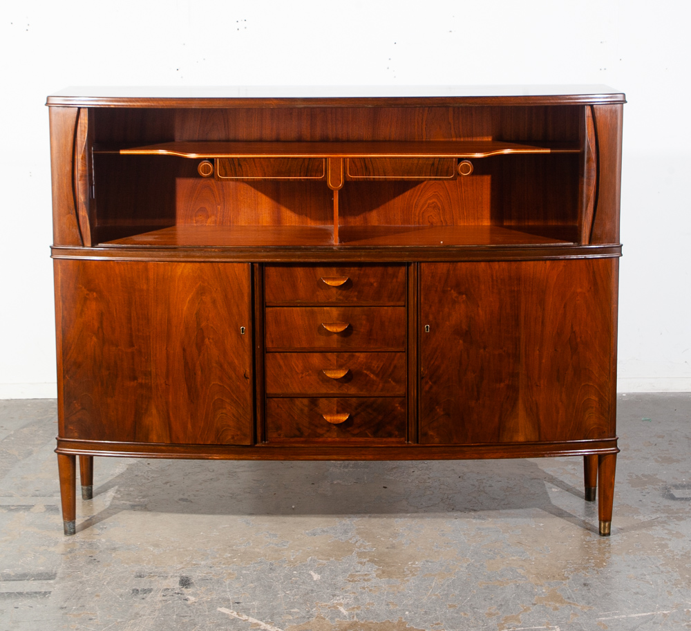 Mid Century Danish Modern Credenza Highboard Server Hutch Teak Wood ...