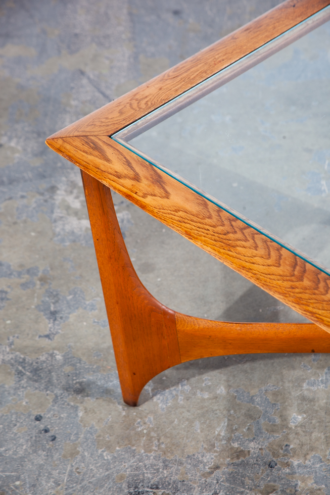 Mid Century Modern Side Table End Square Cube Lane Glass Bleached ...