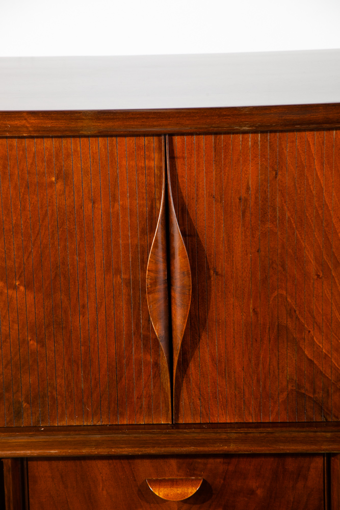 Mid Century Danish Modern Credenza Highboard Server Hutch Teak Wood ...