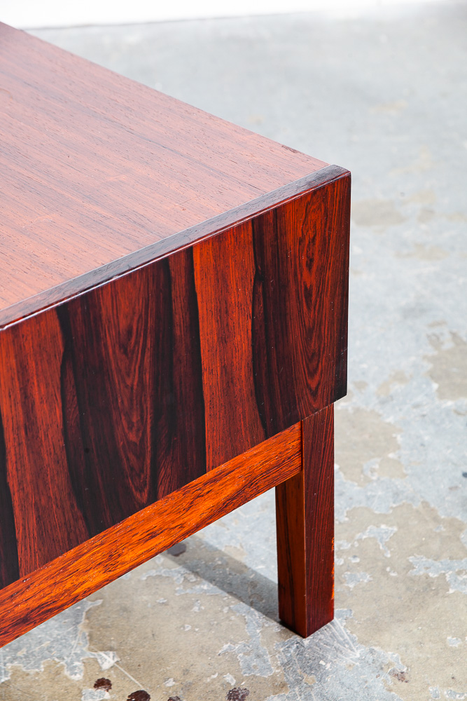 Mid Century Danish Modern End Table Side Entryway Rosewood Drawer Brass ...