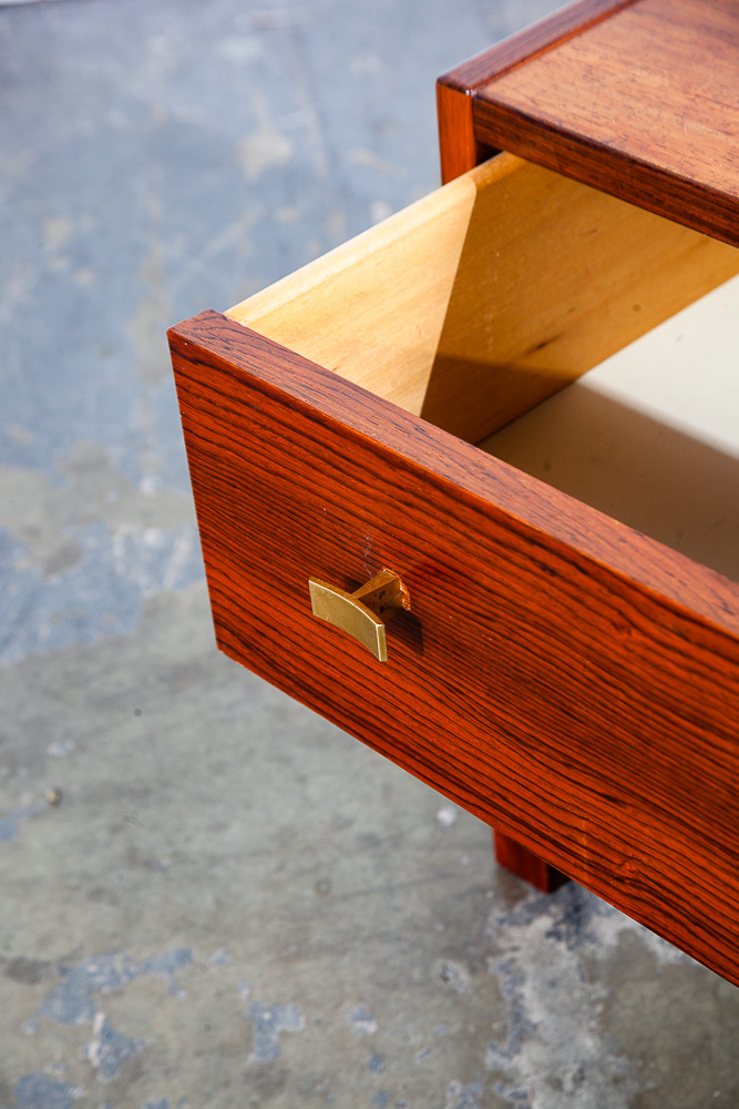 Mid Century Danish Modern End Table Side Entryway Rosewood Drawer Brass ...