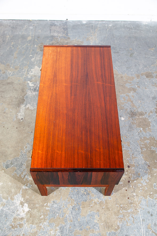 Mid Century Danish Modern End Table Side Entryway Rosewood Drawer Brass ...