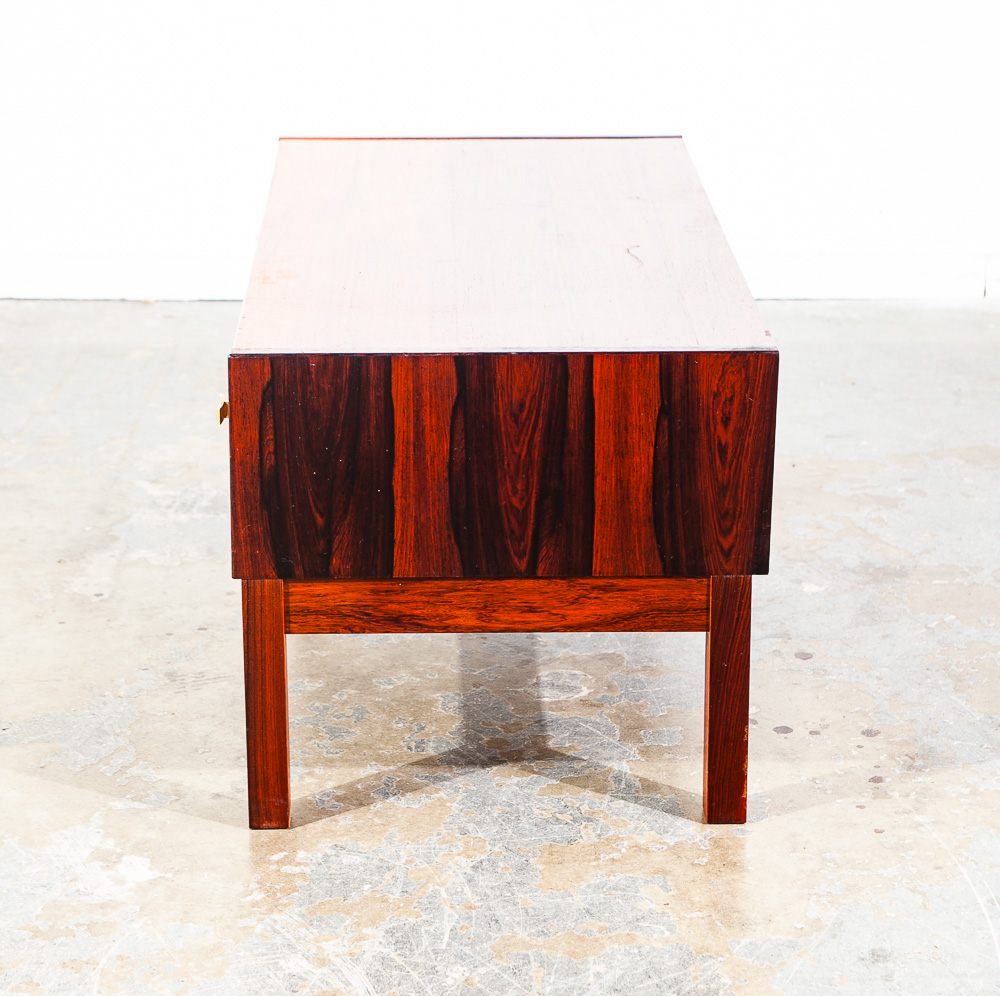 Mid Century Danish Modern End Table Side Entryway Rosewood Drawer Brass ...