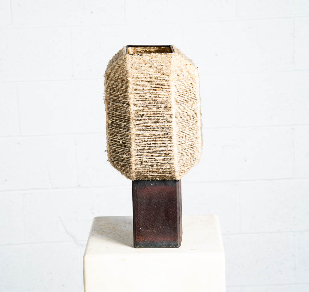 Mid Century Modern Table Lamp Metal Light Studio Made Welded Wool Shade ...