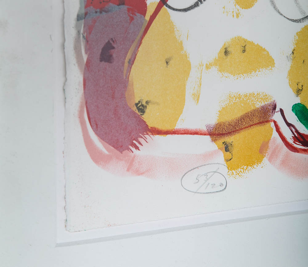 Mid Century Modern Art Serigraph Abstract Faces #53/120 Signed Yellow ...