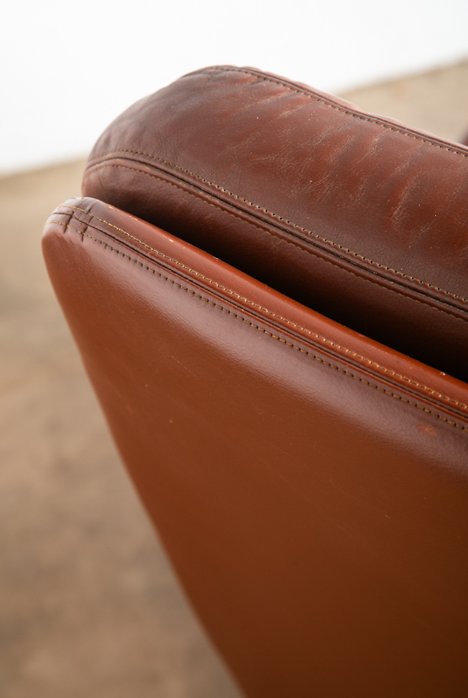 Mid Century Danish Modern Lounge Chair Recliner Red Leather Swivel ...