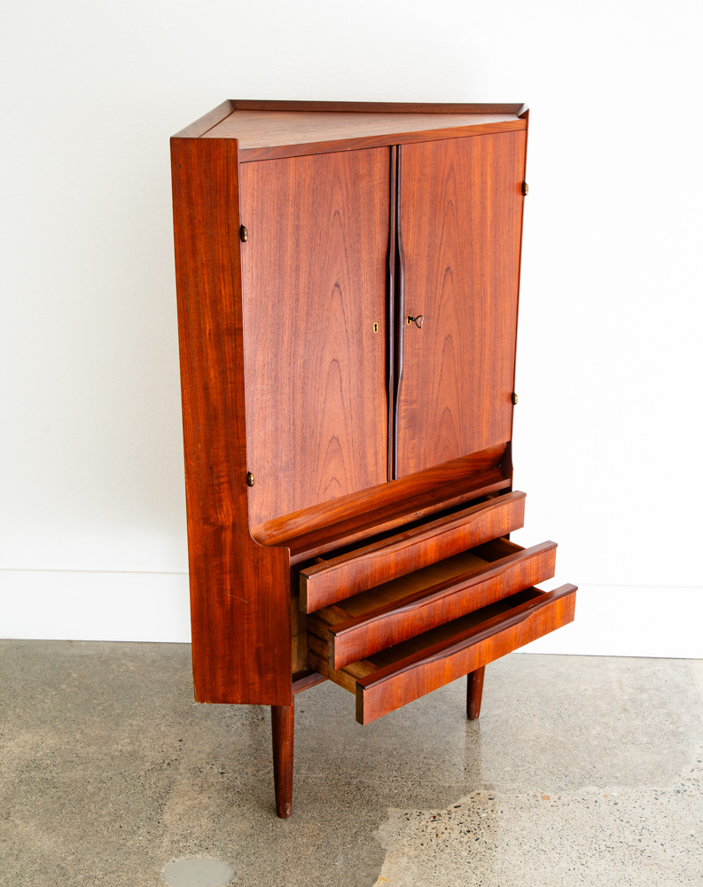 Mid Century Danish Modern Corner Cabinet Unit Teak Bar Mcm Denmark 3 ...