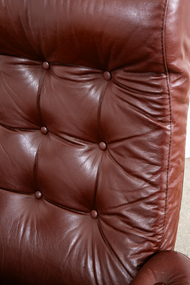 Mid Century Modern Lounge Chair Burgundy Leather Ekornes Recliner Brown ...