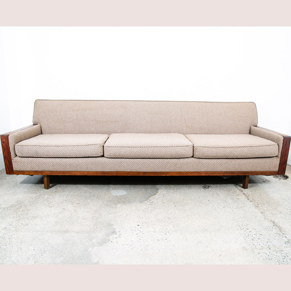 Mid Century Modern Sofa Couch Solid Walnut 3 Seater Tan Brown Vintage Flax Mcm | Mid Century ...