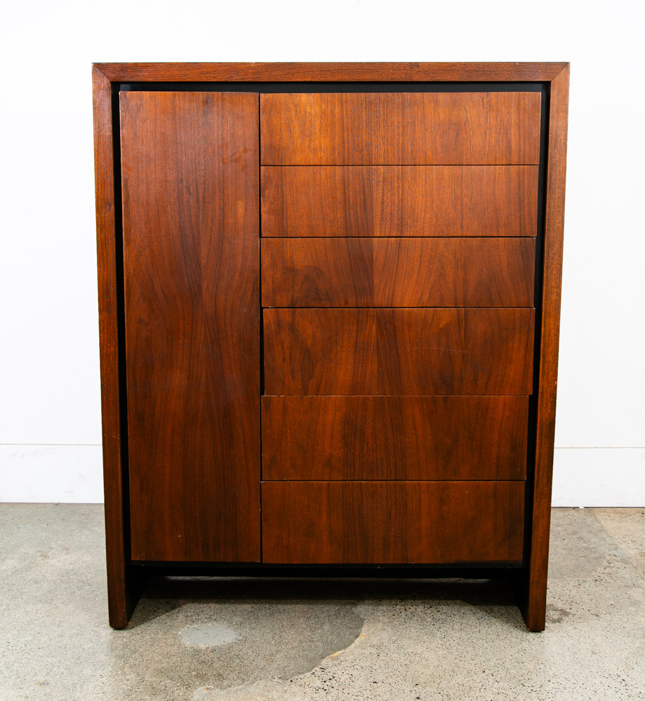Mid Century Modern Dresser Highboy Dillingham Esprit Walnut 6 Drawer ...