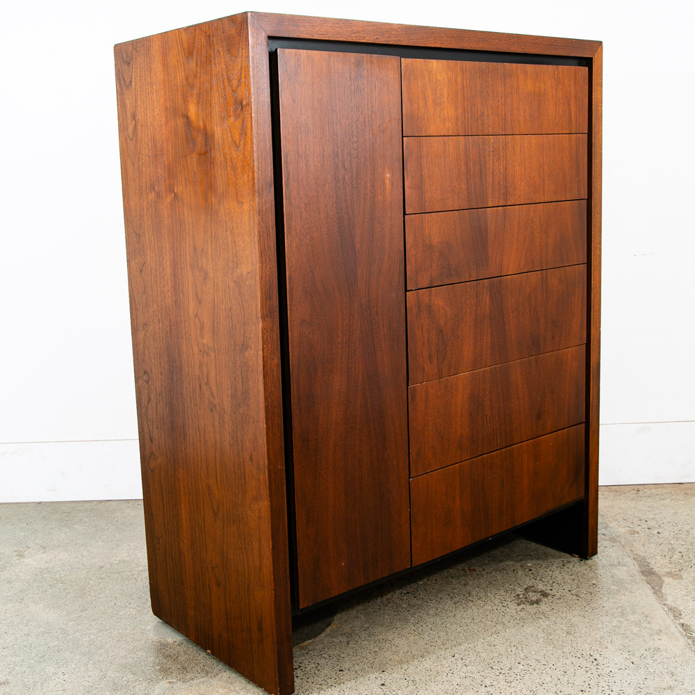 Mid Century Modern Dresser Highboy Dillingham Esprit Walnut 6 Drawer ...