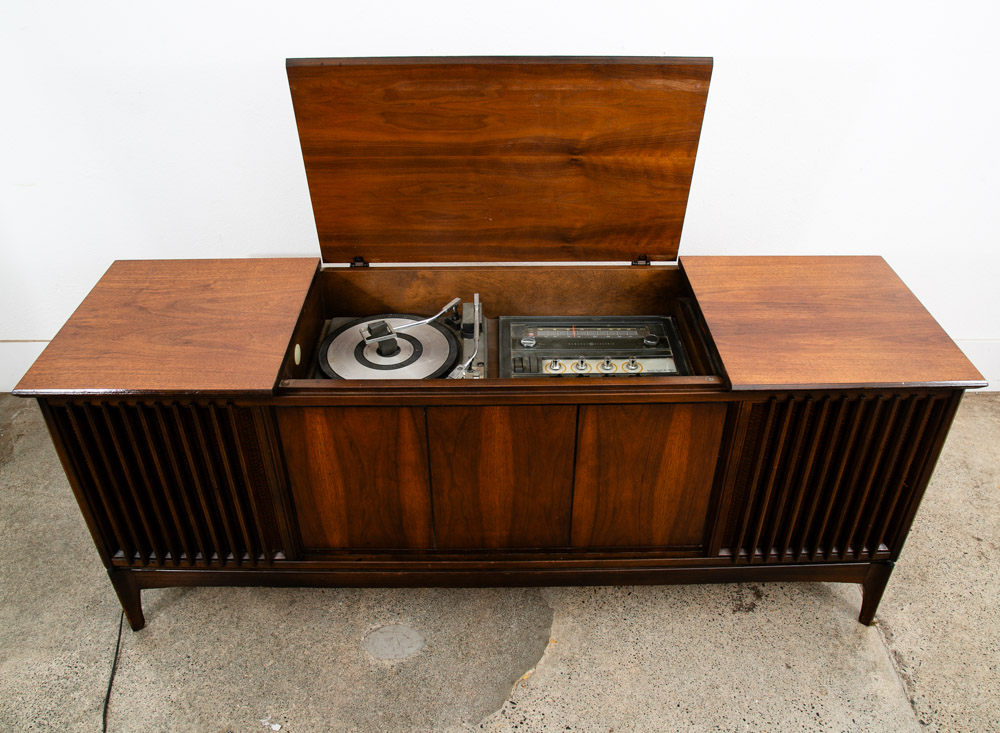 Mid Century Modern Stereo Console Record Player General Electric Radio ...