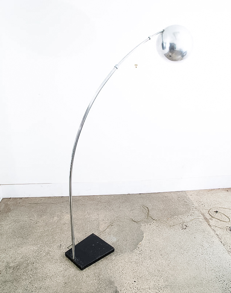Mid Century Modern Floor Lamp Arc Overhang Floor Cast Iron Silver ...