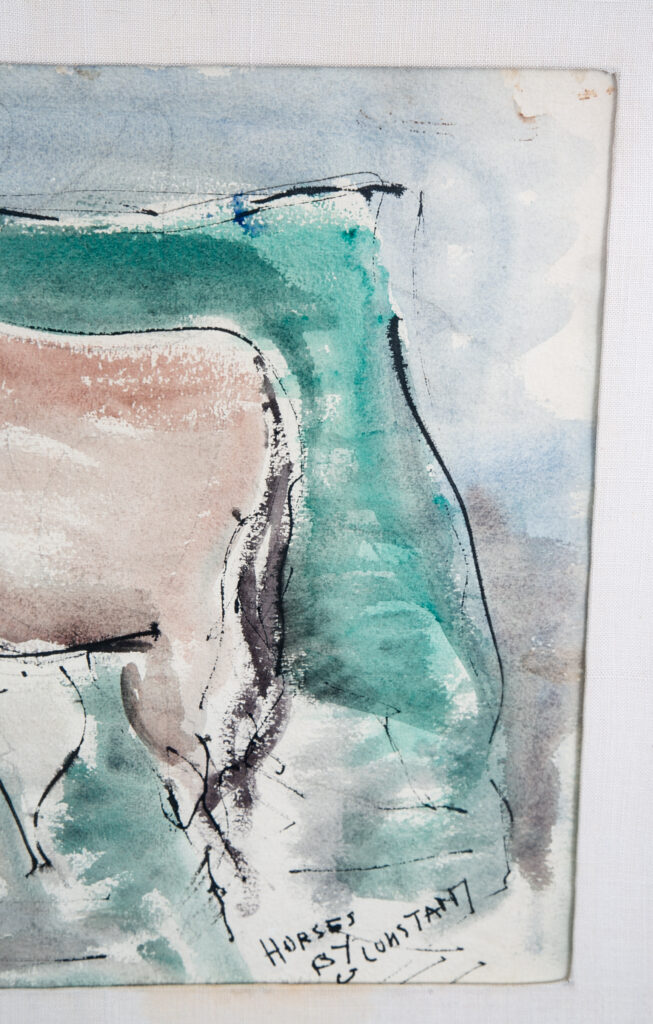 Mid Century Modern Watercolor George Constant Horses Signed Painting ...