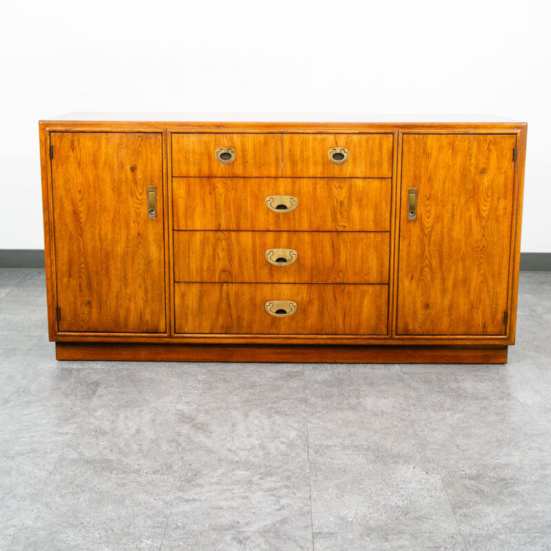 Mid Century Modern Credenza Dresser Drexel 5 Drawer Brass Handles ...